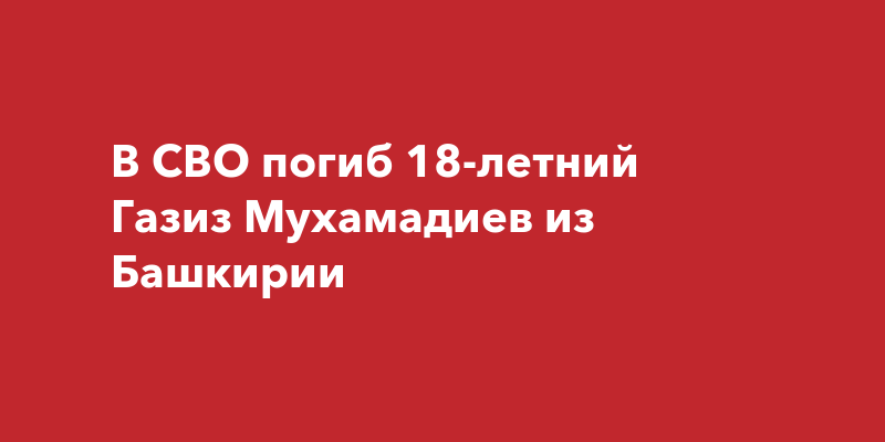 В СВО погиб 18-летний Газиз Мухамадиев из Башкирии | ufa-town.ru