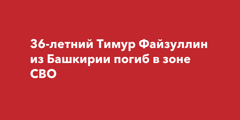 36-летний Тимур Файзуллин из Башкирии погиб в зоне СВО | ufa-town.ru