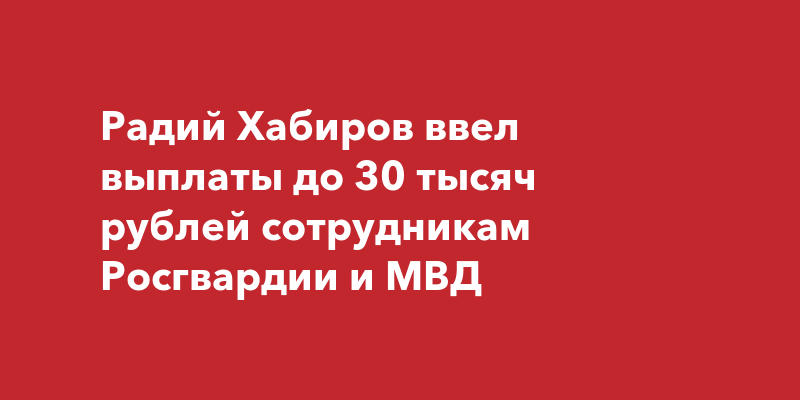 Радий Хабиров ввел выплаты до 30 тысяч рублей сотрудникам Росгвардии и МВД | ufa-town.ru